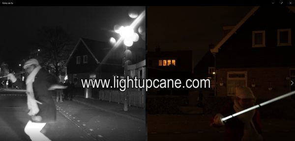 Lichtgevende blindenstok vs normale blindenstok - Light up cane